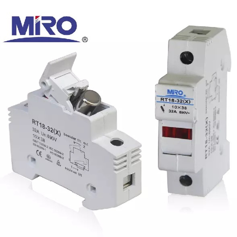 MRO茗熔熔断器底座RT18-32X 带灯RT18-32无1P圆筒帽形 保险丝导轨