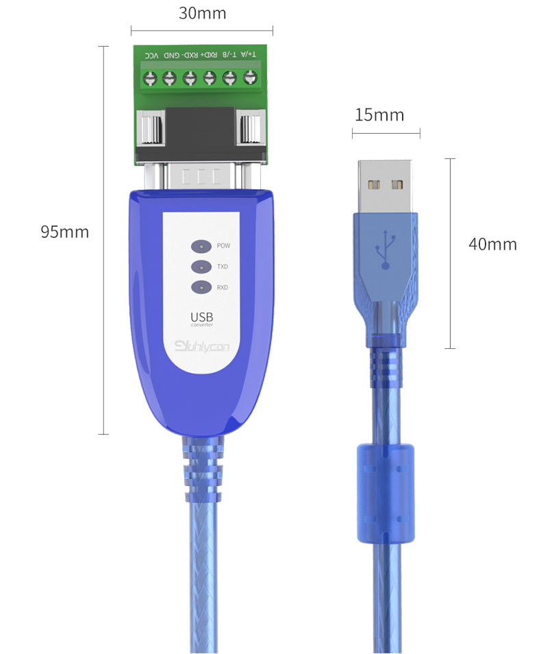 裕合联USB转485/422转换器串口线工业级通讯模块RS485九针9针db9