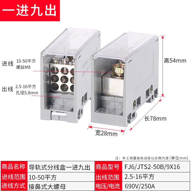 FJ6/JTS2多用途接线端子分线盒一进4/6/8/9/12出导轨式电线连接器 产品关键词:jts2多用途端子;fj分线盒;jts接头