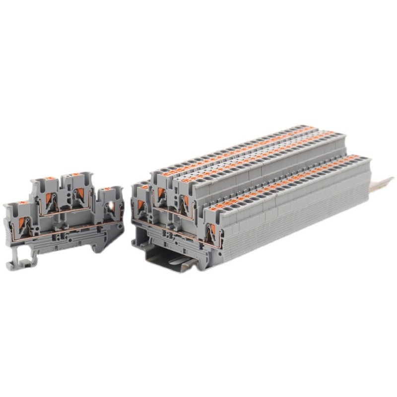 PTTB2.5双层弹簧式组合接线端子免工具PT2.5两层导轨直插式端子排