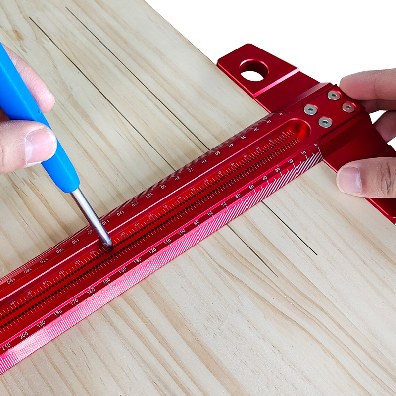 木工划线尺T型尺铝合金洞洞尺直角尺二合一木工画线工具高精密度