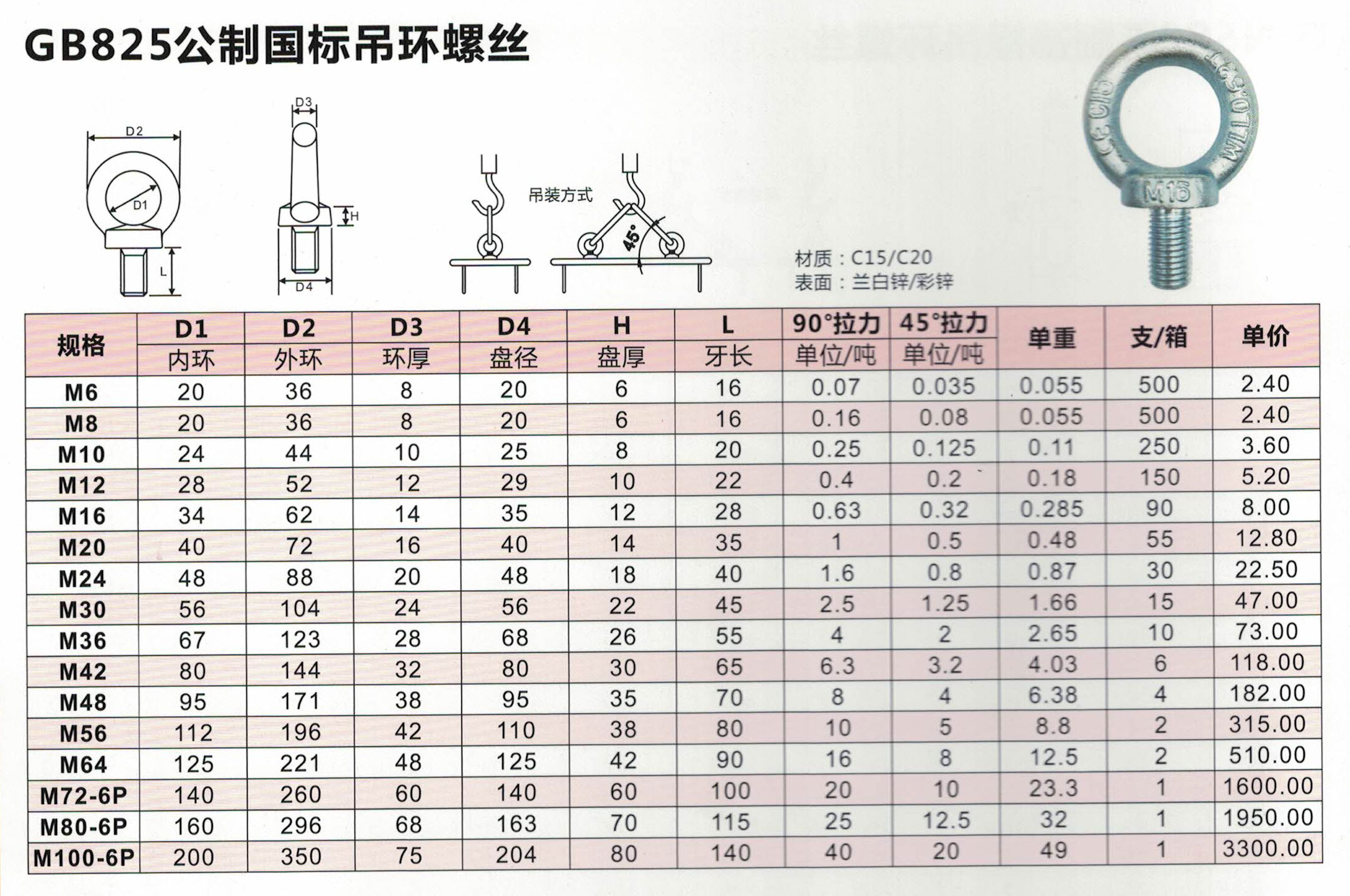 DIN580/GB825公制吊环螺丝德标吊环螺丝国标吊环螺丝加长吊环螺丝