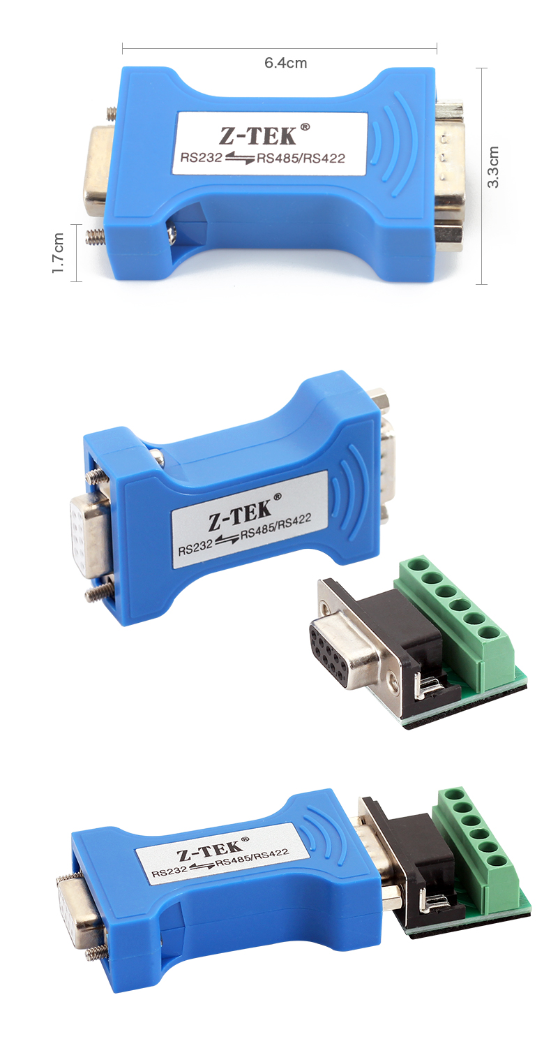 z-tek力特RS232转RS485/RS422串口工业级ztek转换器通讯模块ZY206