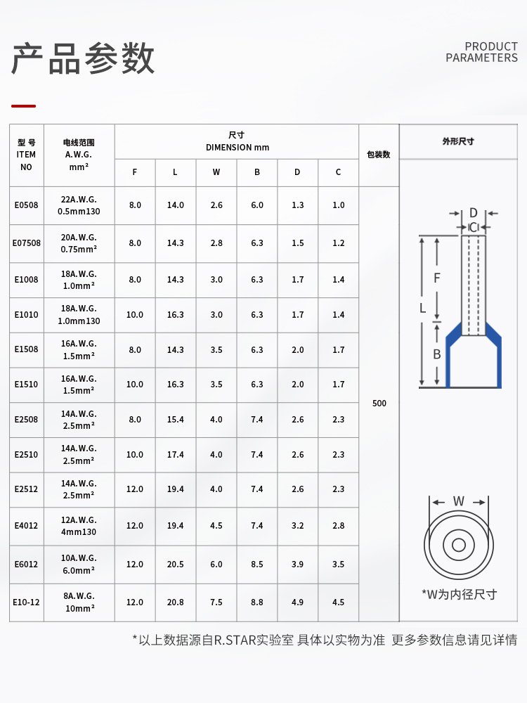 管型接线端子ve管状针型线鼻子插针冷压针形线耳e0508/1508/1008 产品关键词:e0508冷压插针;ve管针型线鼻子;线鼻1508;0508管状端子;线鼻子1508;1508管状端子 ...