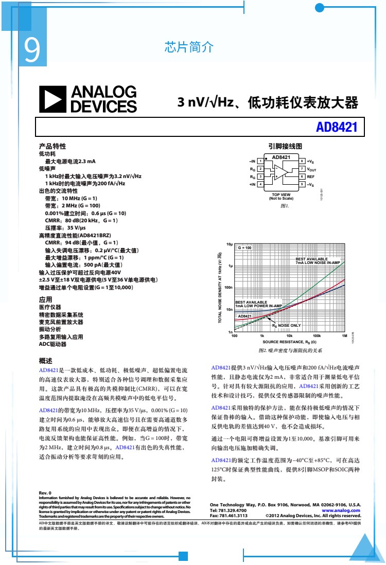 仪表放大器AD8421/AD8429微小信号毫伏微伏电压放大模块单端/差分